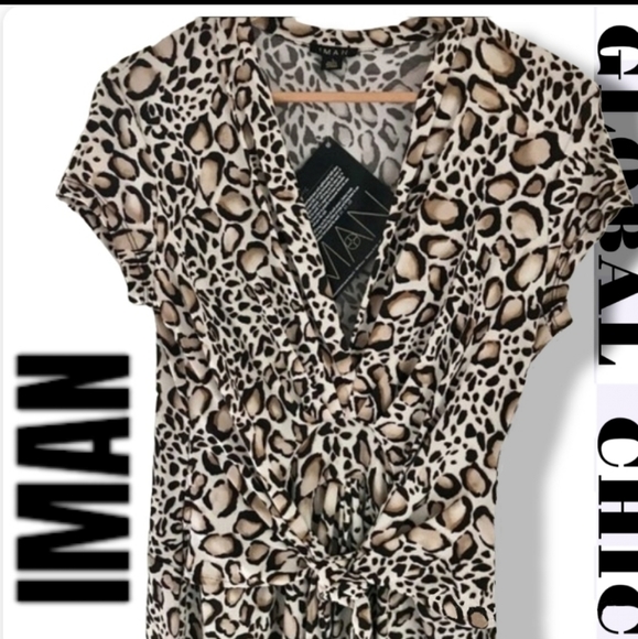 IMAN | Dresses | Nwt Iman Global Chic Leopard Highlow3in Maxi Wrap ...